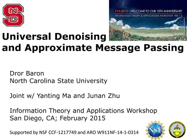 Talk Universal Denoising And Approximate Message Passing Pdf
