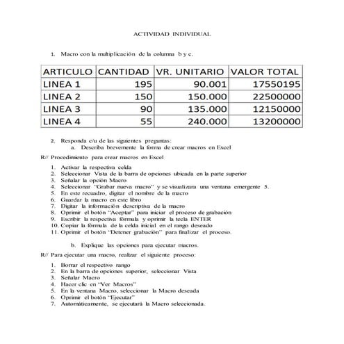 ACTIVIDAD MACROS | DOCX | Programming Languages | Computing