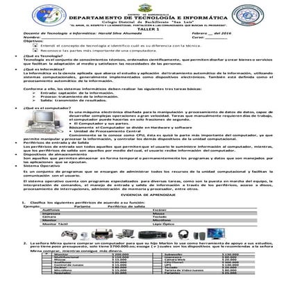 Taller 1 Grado Septimo | DOCX | Computer Peripherals | Computing