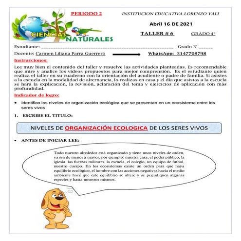 Organismos unicelulares y pluricelulares guia 3 | DOCX