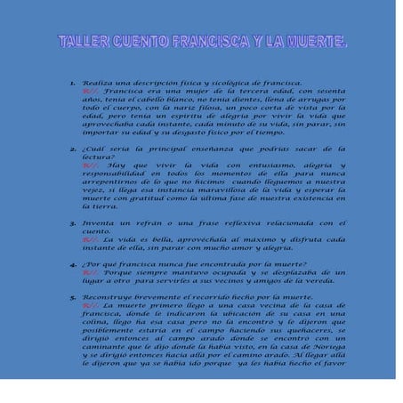 Taller cuento francisca y la muerte | DOCX