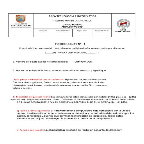 TALLER DE ANALISIS SOLUCION DE TECNOLOGIA | PDF | Computing | Technology & Computing