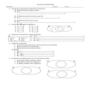 Hojas De Trabajo De Conjuntos Y Diagramas De Venn Con Respuestas
