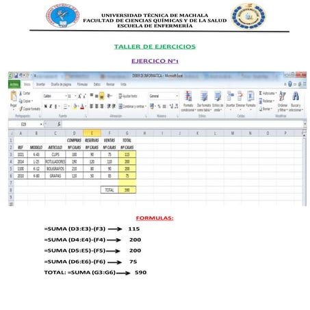 Informatica ii formulas y ejercicios | PPTX