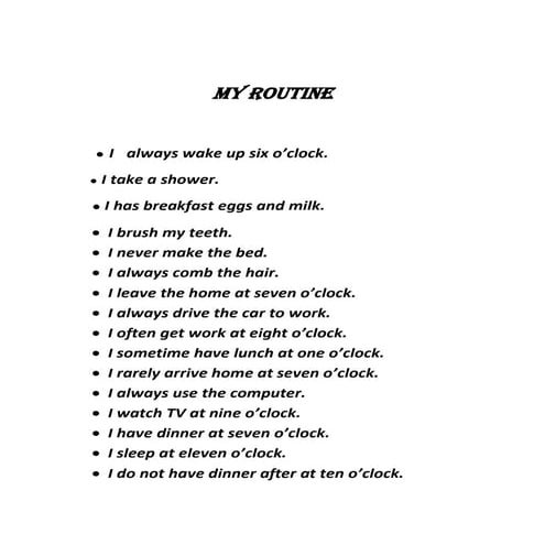 Taller de ingles my routine | PDF