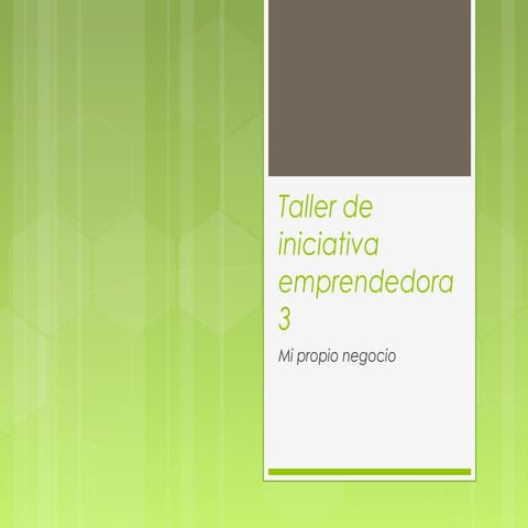Taller de iniciativa emprendedora 3 mi propio negocio | PPT
