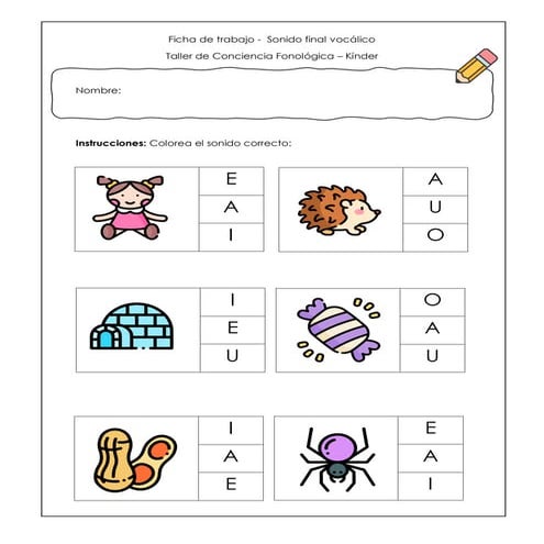 Hojas De Trabajo De Clasificación De Sonido Inicial