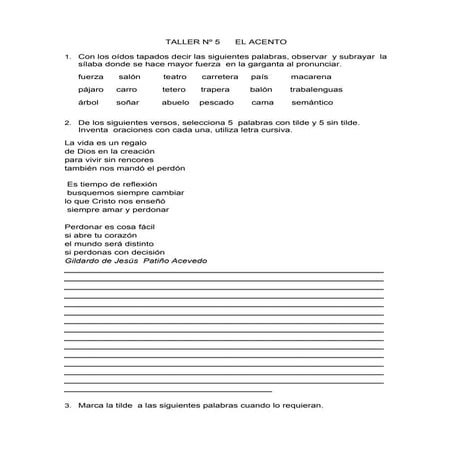 Taller nº 5 el acento | DOC