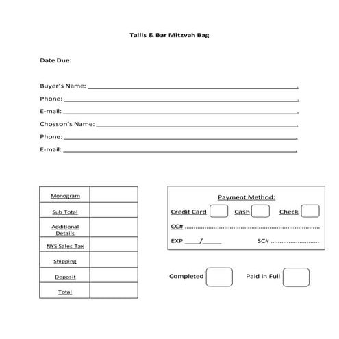 Tallis and tefillin bag order form | PDF