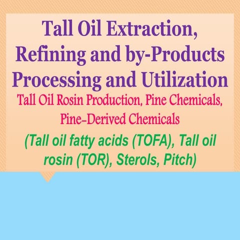 Tall Oil Extraction, Refining and by-Products Processing and ...