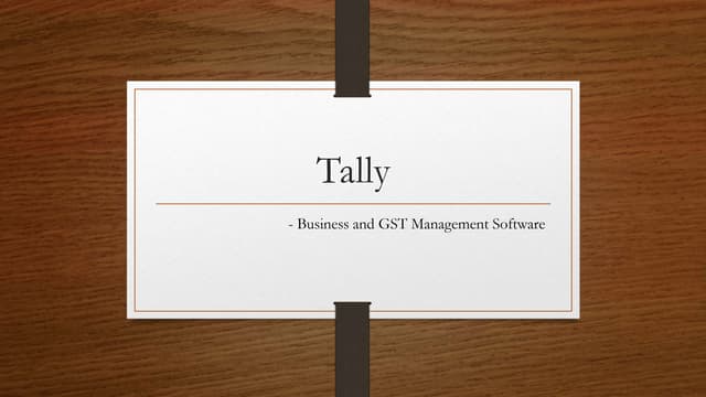 Tally Prime Powerpoint For CA ITT training | PPTX