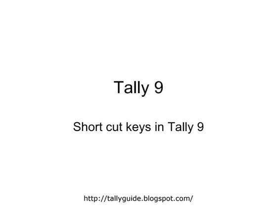 Tally shortcut keys | PDF