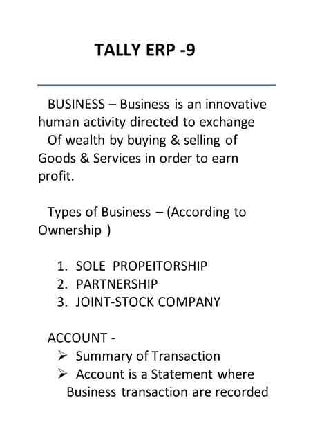 Basic tally notes | PDF | Stocks and Bonds | Personal Investing