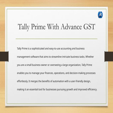 Advanced GST Compliance with Tally Prime | PPTX