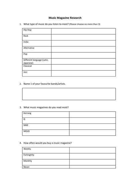 Magazine questionnaire | DOCX