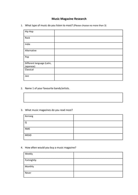 Magazine questionnaire | DOCX