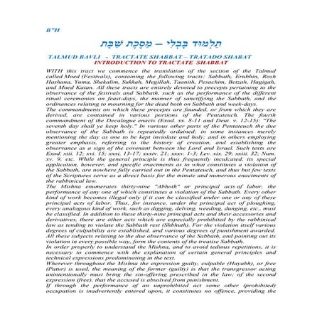 TALMUD BAVLI - TRACTATE SHABBAT | PDF