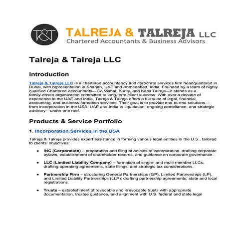 Expert Business Incorporation and Advisory Services by Talreja ...