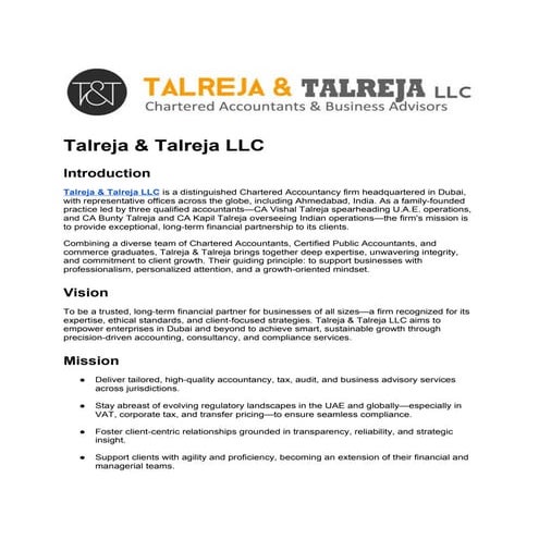 “Talreja & Talreja LLC: Trusted Accounting and Tax Consultancy Services ...