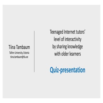 Teenaged Internet tutors’ level of interactivity by sharing knowledge ...