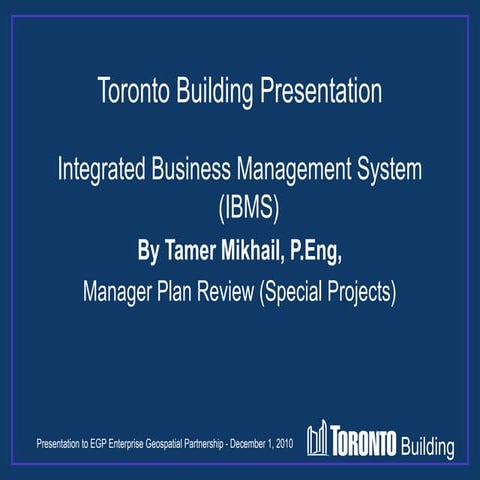 Tamer toronto building presentation to egp enterprise geospatial ...