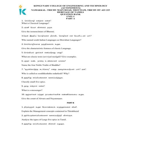 tamil QB.pdf UNIT I - LANGUAGE AND LITERATURE UNIT II – HERITAGE-ROCK ...