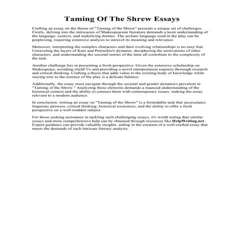 Taming Of The Shrew Essays | PDF