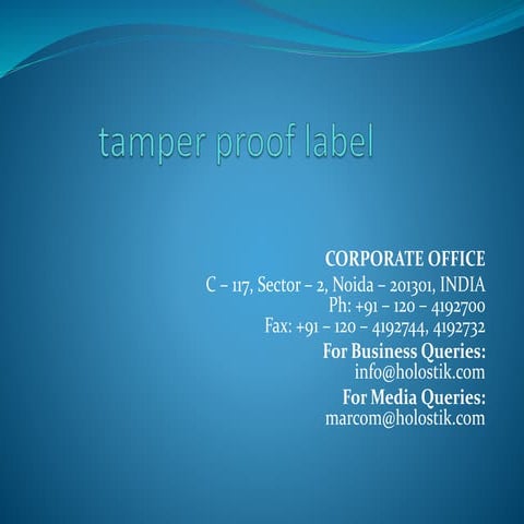Tamper proof label, | PPTX