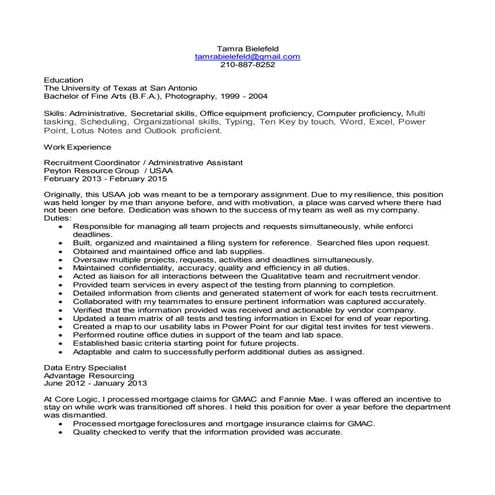Tamra resume | DOCX