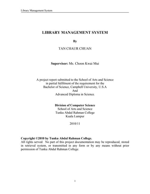 Project proposal of Library Management System. | PDF