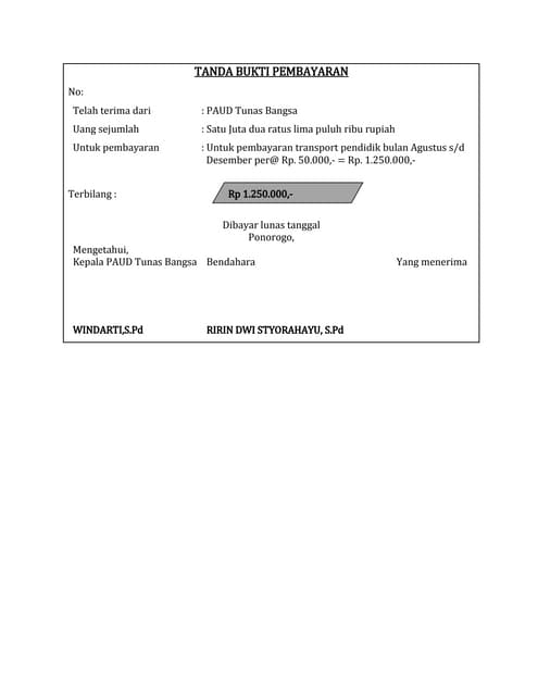 Contoh Format Kupon Bazar | DOCX