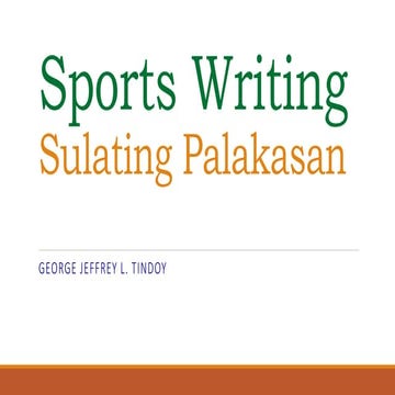 Sports News Writing Example | PDF