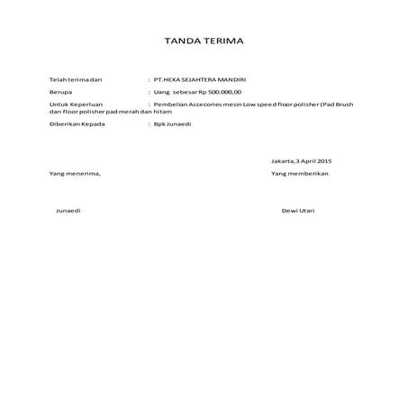 Tanda terima | DOCX