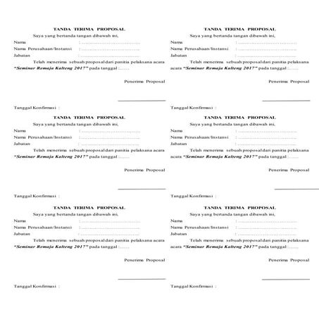 Contoh Tanda terima proposal | DOCX