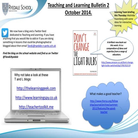 Teaching and Learning bulletin 2 6 oct | PPTX