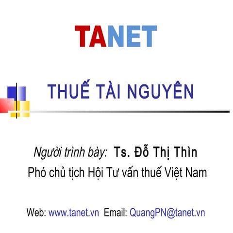 TANET - Thue tai nguyen - thang 07/2010 | PPT