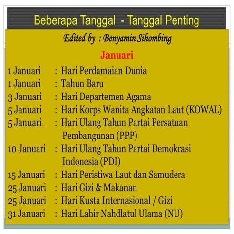 Tanggal tanggal penting | PPTX