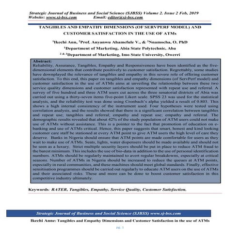 TANGIBLES AND EMPATHY DIMENSIONS (OF SERVPERF MODEL) AND CUSTOMER ...