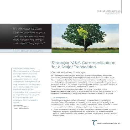 Case Study: Strategic M&A Communications for a Major Transaction | PDF