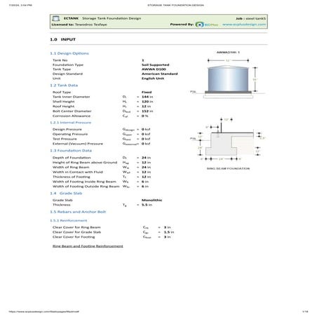 tank design option using software for water tank | PDF
