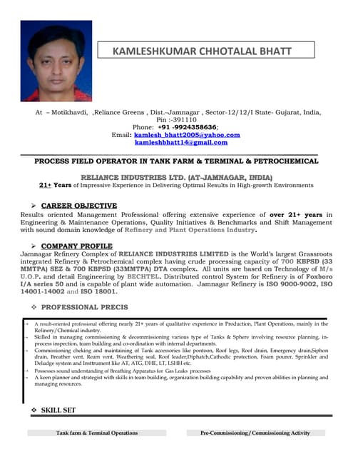 Field Production Operator CV | DOC