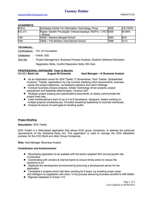 Tanmay Haldar Resume | DOC | Computer Software and Applications | Computing Tanmay Haldar Resume | DOC | Computer Software and Applications | Computing