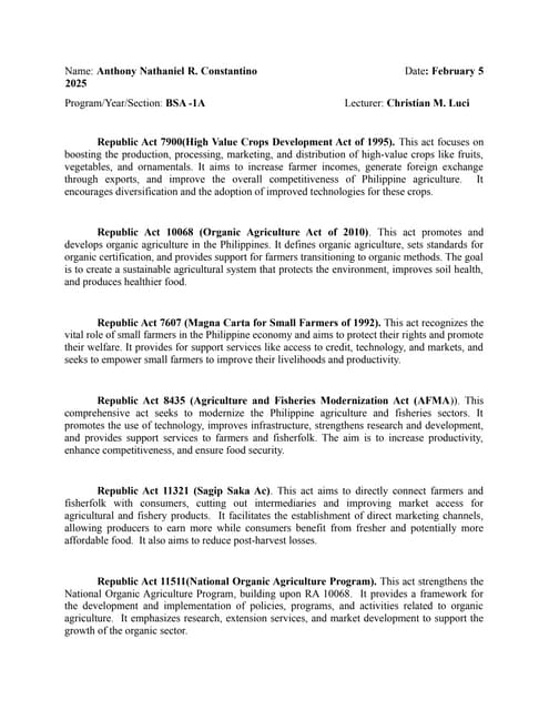 Organic-Agriculture-Act-2010-RA-No.10068.pptx | Agriculture | Industries