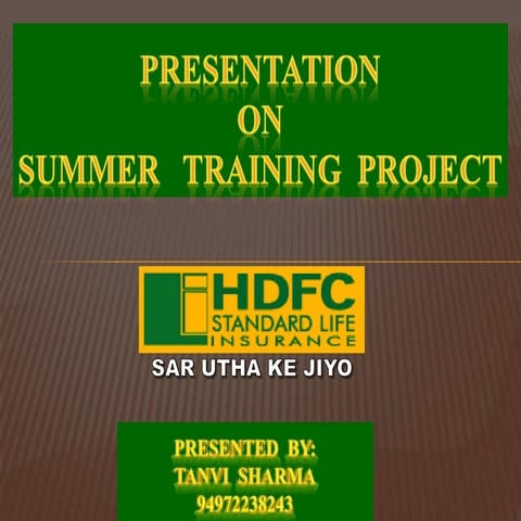 Summer training project PPTs | PPTX
