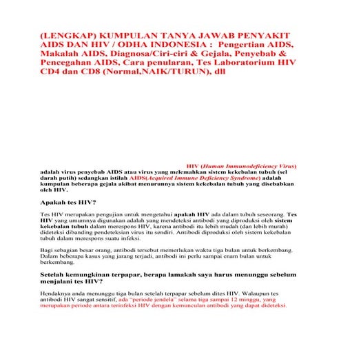 Tanya jawab hiv | DOCX
