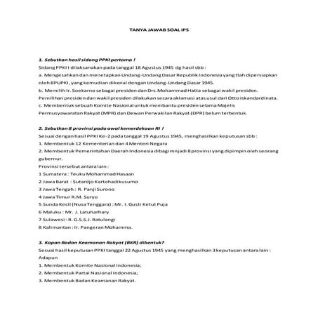 Tanya jawab soal ips2 | PDF