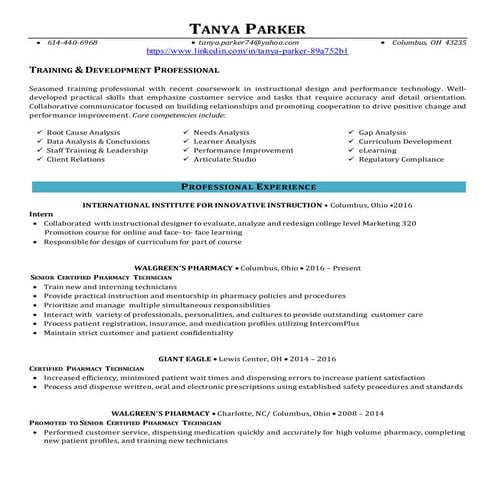 Tanya parker resume 2016 | DOCX