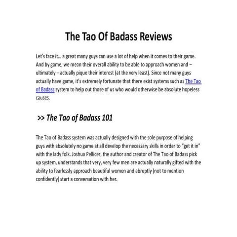 Tao Of Badass Complete Attraction System | PPTX