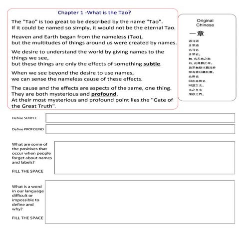 Tao Te Ching Sheet | PDF