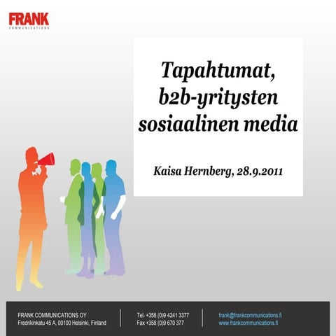 Tapahtumat, b2b-yritysten sosiaalinen media | PPTX